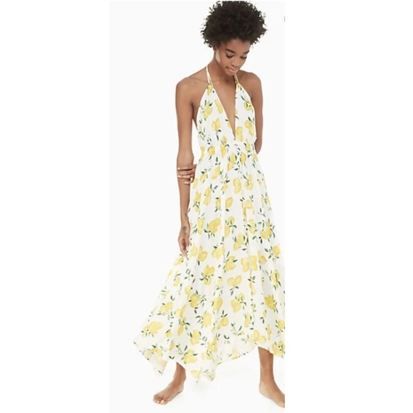Kate Spade Swim Kate Spade Lemon Halter Open Back Maxi Dress Beach